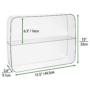 mDesign Plastic Wall Mount Display Organizer Holder, 2 Tier - Protect, Store and Show Off Small Collectibles, Figurines, Mugs, Succulent Plants - Create Additional Storage in Bathroom, Nursery - Clear
