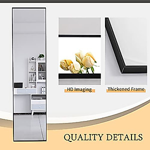 Beauty4U Full Length Mirror for Wall Full Body Mirror Wall Mounted Long Mirror Over The Door Mirror with Black Aluminum Alloy Simple Frame for Bedroom Living Room, 48”x 12”