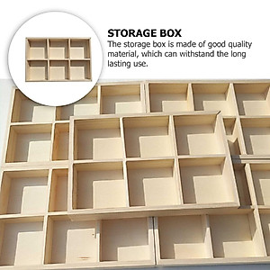 Cabilock 3 pcs Wooden 6-grid Pigment Storage Box Wooden storage box compartment storage six storage