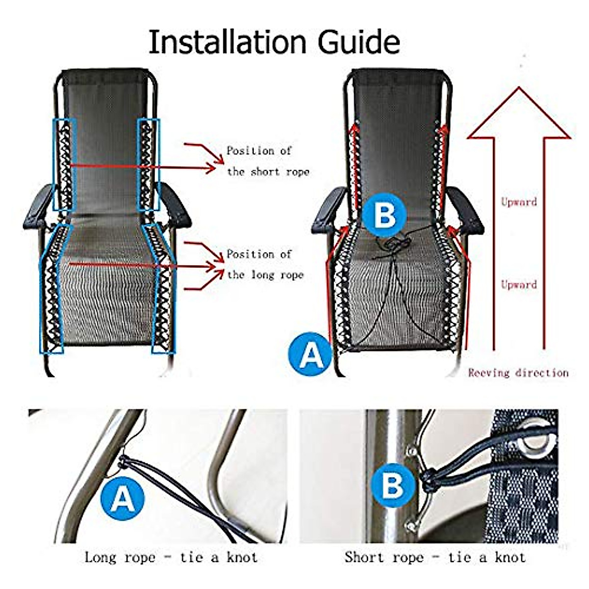 SunnyZoo Professional Replacement Cords for Zero Gravity Recliner Repair Tool for Lounge Chair(Brown-8Cords)