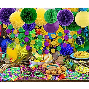 Mardi Gras Decorations Set for Fat Tuesday Private Party Masquerade Mask, De Lis Confetti and Paper Decorations