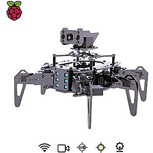 Gewbot RaspClaws Spider Hexapod Robot Kit for Raspberry Pi 4 3 Model B+/B, STEM Crawling Robot, OpenCV Target Tracking, Video Transmission, Raspberry Pi Robot with PDF Manual