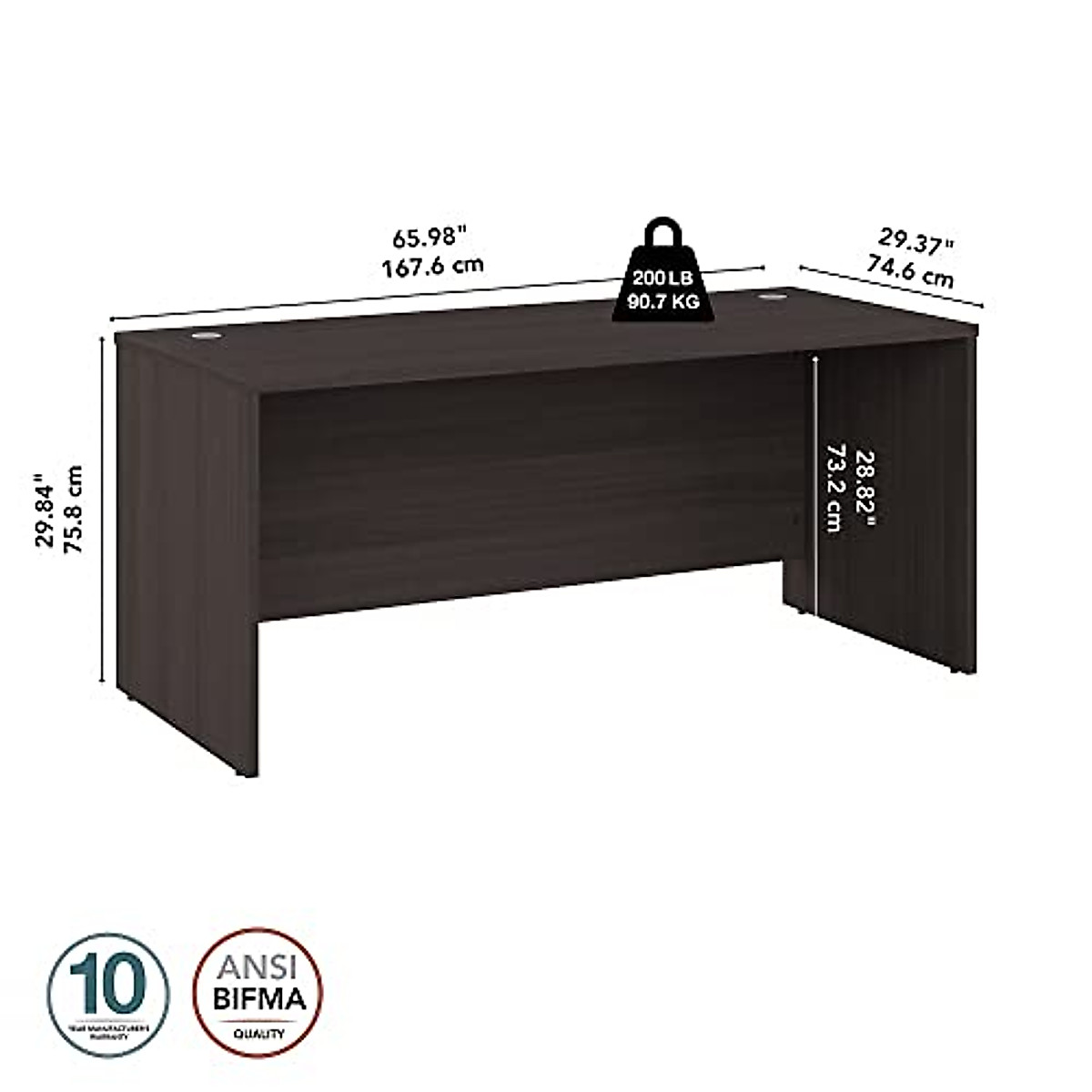 Bush Business Furniture Studio C Office Desk, 66W x 30D, Storm Gray