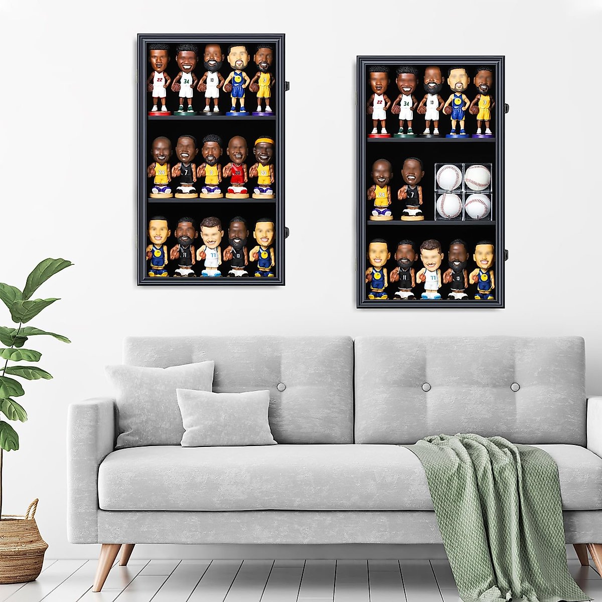 Zmiky Bobblehead Display Case Action Figure Display Case Bobble Head Shadow Box Wall Cabinet for 15 Figurines Display with Lockable Anti Fade Uv Protection for Bobble Heads, Action Toy Figures, Black