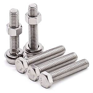 10 Sets Glvaner 5/16-18 x 2" Stainless Steel Hex Head Screws Bolts, Nuts, Flat & Lock Washers, 18-8 (304) Stainless Steel, Full Thread, Coarse Thread
