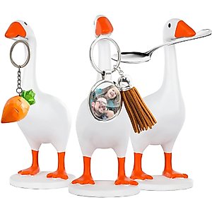 Leiormvses Magnetic Goose Duck Key Holder 1 Pcs, Room Decorations Cute Figurines Ornament Goose Merch Animal Statues for Home Decor Housewarming Gifts (White Base)