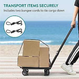 Navaris Folding Sack Truck with Tensioning Straps - Loadable up to 50kg (110 lbs) - Rubber Wheels - Foldable Transport Trolley with Tension Strap - Transport Trolly
