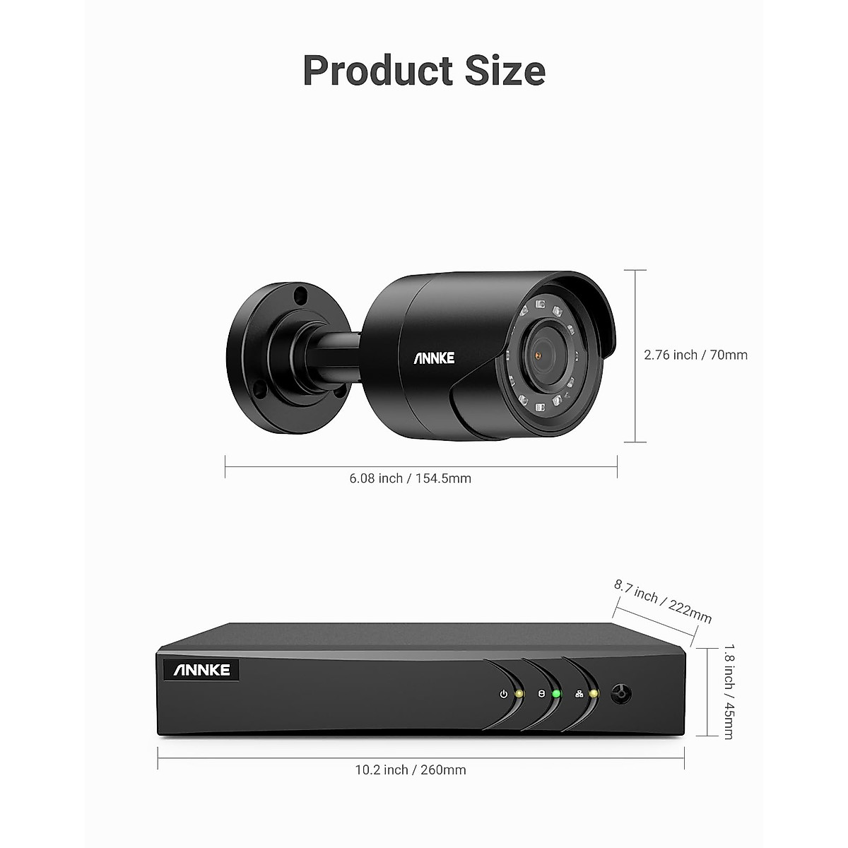 ANNKE 8CH Wired Outdoor Security Camera System with AI Human/Vehicle Detection, 5MP Lite H.265+ CCTV DVR Recorder and 4 x 1080P Surveillance Cameras, Email Alert with Snapshots, No Hard Drive