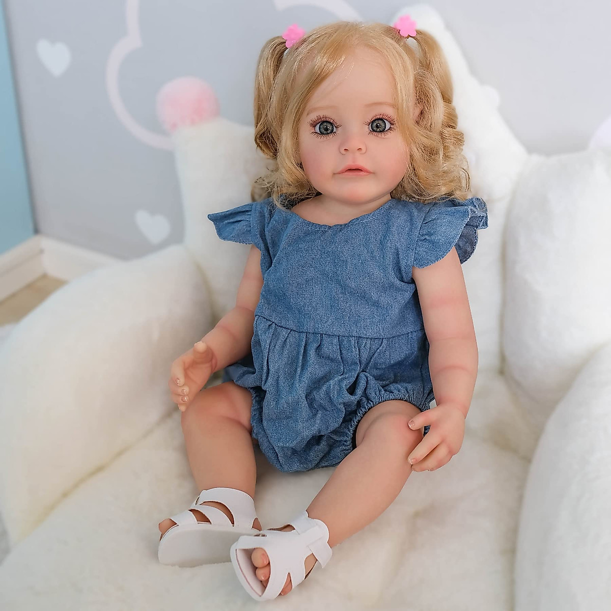 iCradle Real Life Reborn Baby Dolls Girl 22 inch 55 cm Full Body Silicone Realistic Lifelike Newborn Dolls Toddler Doll Toy for Ages 3+