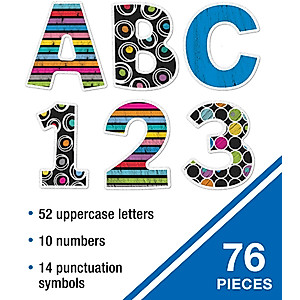 Carson Dellosa 76 Piece 4 Inch Colorful Chalkboard Bulletin Board Letters for Classroom, Uppercase Alphabet Letters, Numbers, Punctuation & Symbols, Cutout Letters for Bulletin Boards