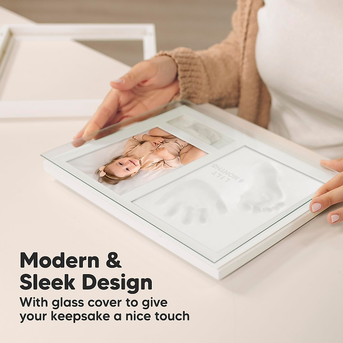 KeaBabies Baby Footprint Kit - Baby Hand and Footprint Kit, Baby Shower Gifts for Mom, Baby Keepsake, Personalized Baby Picture Frame Print Kit, Baby Handprint Kit, Mother's Day Gifts (Alpine White)