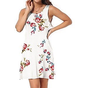 HAOMEILI Women's Floral Print Casual Swing T-Shirt Dresses with Pockets