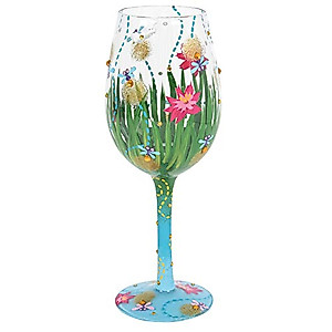 Enesco Designs by Lolita Firefly Hand-Painted Artisan Wine Glass, 1 Count (Pack of 1), Multicolor