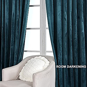 Benedeco DeepTeal Velvet Curtains for Bedroom Window, Super Soft Luxury Drapes, Room Darkening Thermal Insulated Rod Pocket Curtain for Living Room, W52 by L96 inches, 2 Panels