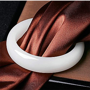China Natural White Nephrite Jade Bracelets Bangle 52-64mm with Gift Box Free (61-62mm)