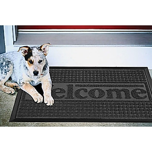 Heavy Duty Welcome Mat for Front Door Outside Waterproof 30x18 Door Mats Outdoor Entrance Patio, Entry Home Dirt Trapper Floor Matts, Cute Entryway Rugs All Weather, Exterior Rubber Black Doormats