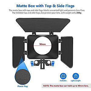 NEEWER Camera Shoulder Rig, Video Film Making System Kit for DSLR Camera and Camcorder with Shoulder Mount, 15mm Rod, Handgrip and Matte Box, Compatible with Canon Nikon Sony DSLR Cameras (Blue)