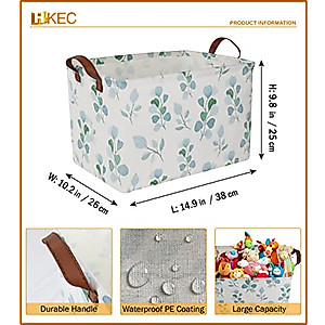 HKEC Rectangle Storage Basket with Handles, Collapsible Storage Box Cute Canvas Organizer Bin for Pet/Kids Toys, Books/Playroom Organization/Toy Bin/Closet/Shelf Baskets/Baby Hamper