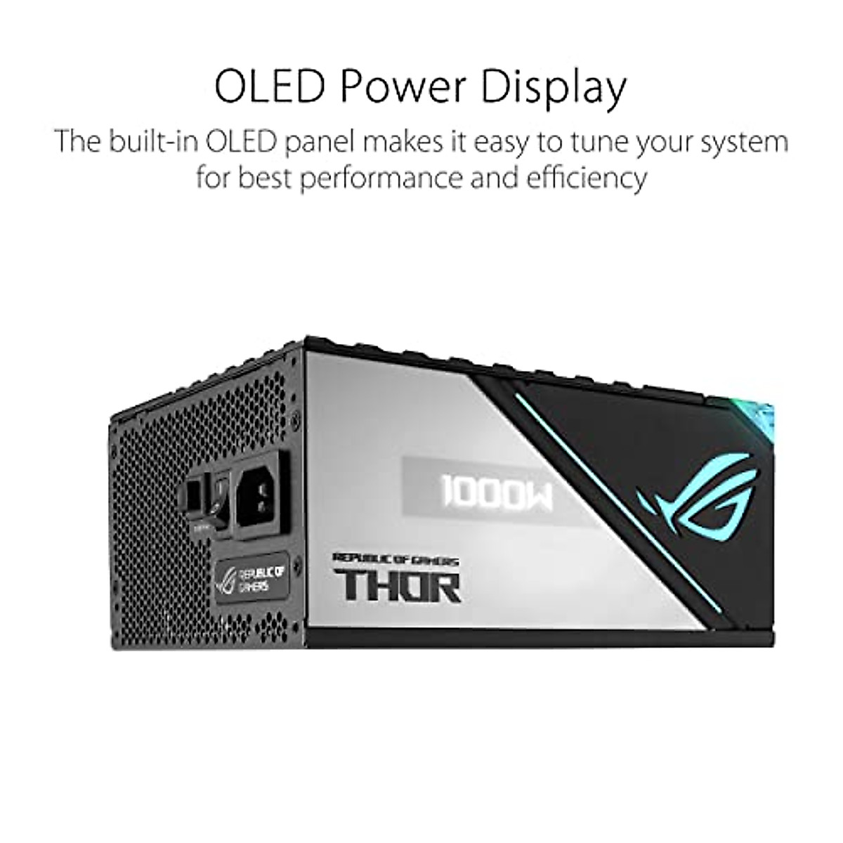ASUS ROG Thor 1000W Platinum II Fully Modular Power Supply with 1000W, 80+ Platinum, ROG Heatsinks, 135mm Fan, 0dB Mode, OLED Display, Aura Sync