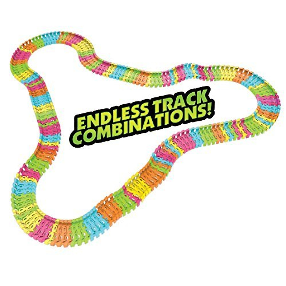 Mindscope Twister Tracks Trax 360 Loop 13' (feet) of Neon Glow in The Dark Track with One LED Light-Up Race Series Car