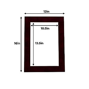 12x16 Mat for 11x14 Photo - Precut Dark Red Suede Picture Matboard for Frames Measuring 12 x 16 Inches - Bevel Cut Matte to Display Art Measuring 11 x 14 Inches - Acid Free ONE MAT