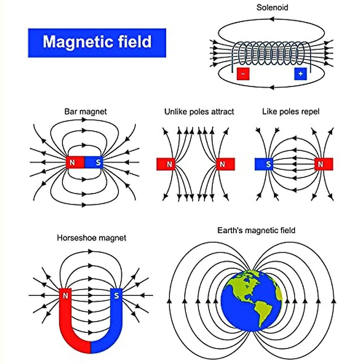 MakerFocus Science Magnet Kits for Kids:Educational Magnet Science Projects STEM Magnets Experiment Tools Physics Lab Magnet Kits Includes Bar/Ring/Horseshoe/Compass/Magnetic Iron Powder, White