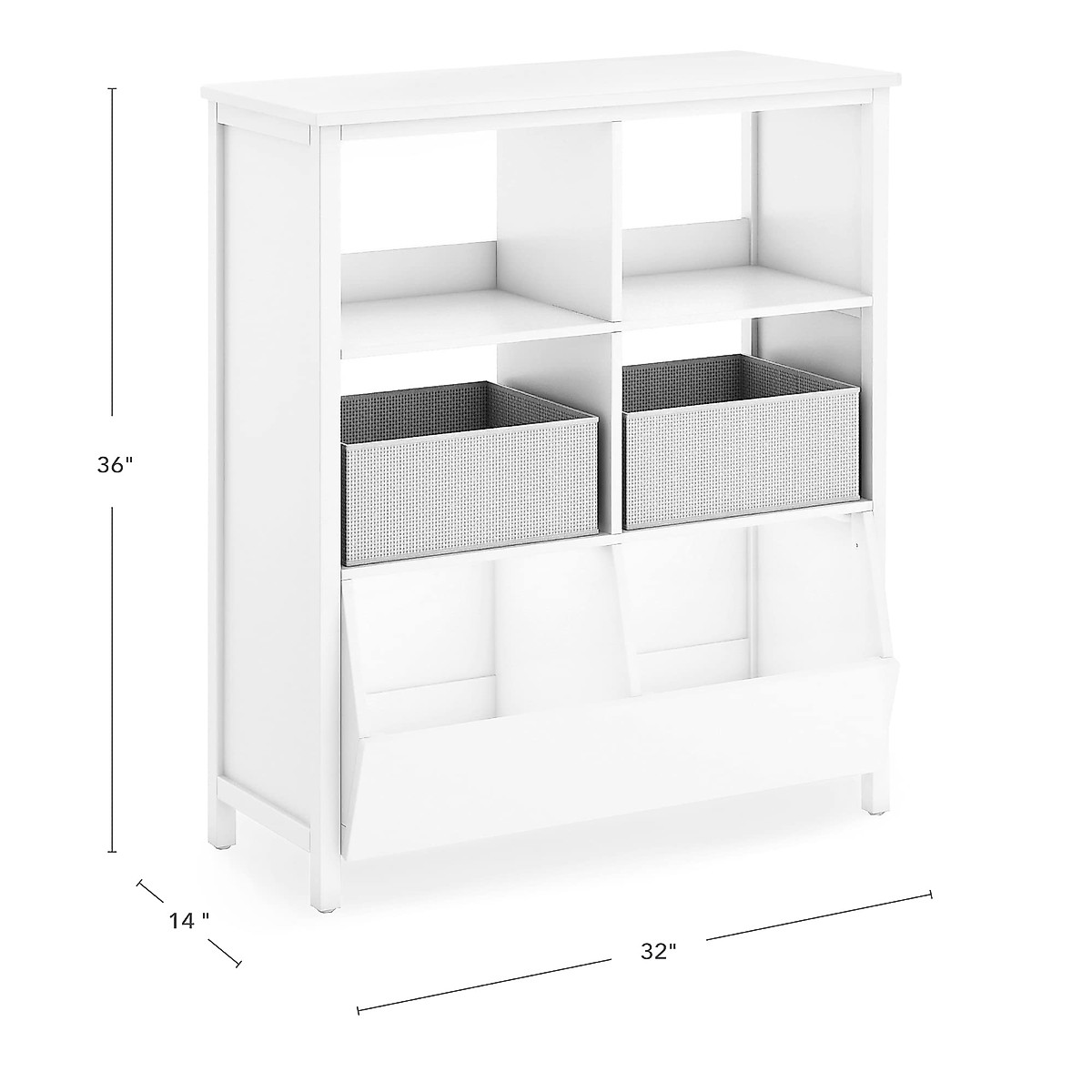 Martha Stewart Kids' Jr. Toy Storage Organizer with Bins - Creamy White: Wooden Kids Bookcases and Toy Storage Organizer; Homeschool and Classroom Furniture
