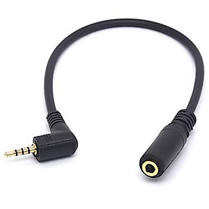 PIIHUSW Angled 2.5mm Male to 3.5mm Female Audio Cable Headphone Adapter, 4 Pole 2.5 to 3.5 Stereo Earphone Headset Converter