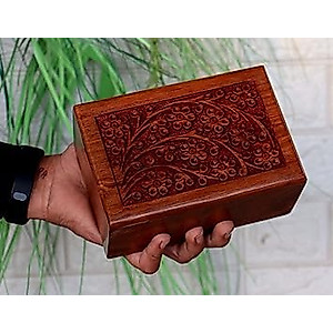 Tree Of Life Urns For Dog and Cat Ashes | Wooden Pet Urns | handmade Uns | Wood Cremation Urns | Dog Urns | Funeral Urns | Rosewood Urns With Bottom Opening System (5 x 3 x 2)
