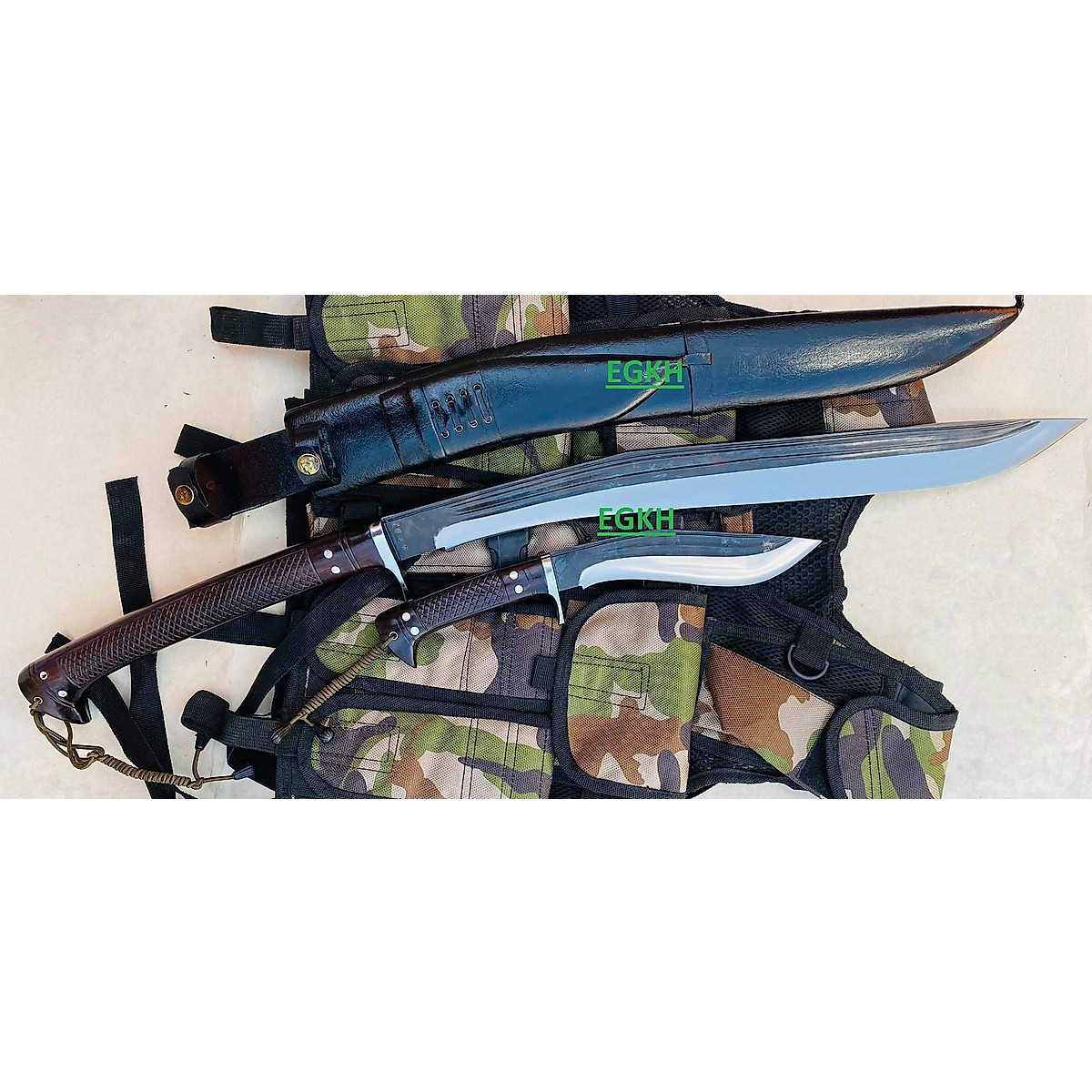 Kukri Factory Outlet Nepal - 21" Traditional Sirupate 2 Chira (Fullers) Rust Free Khukuri, Village Farmers High Carbon Steel Blade Knives