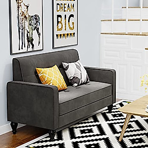 ALISH Upholstered Loveseat Sofa Couch, Modern Love-seat Settee Small Sofa Couch Dining Bench Button Tufted Mini Sofa Couches for Living Room Bedroom, Gray
