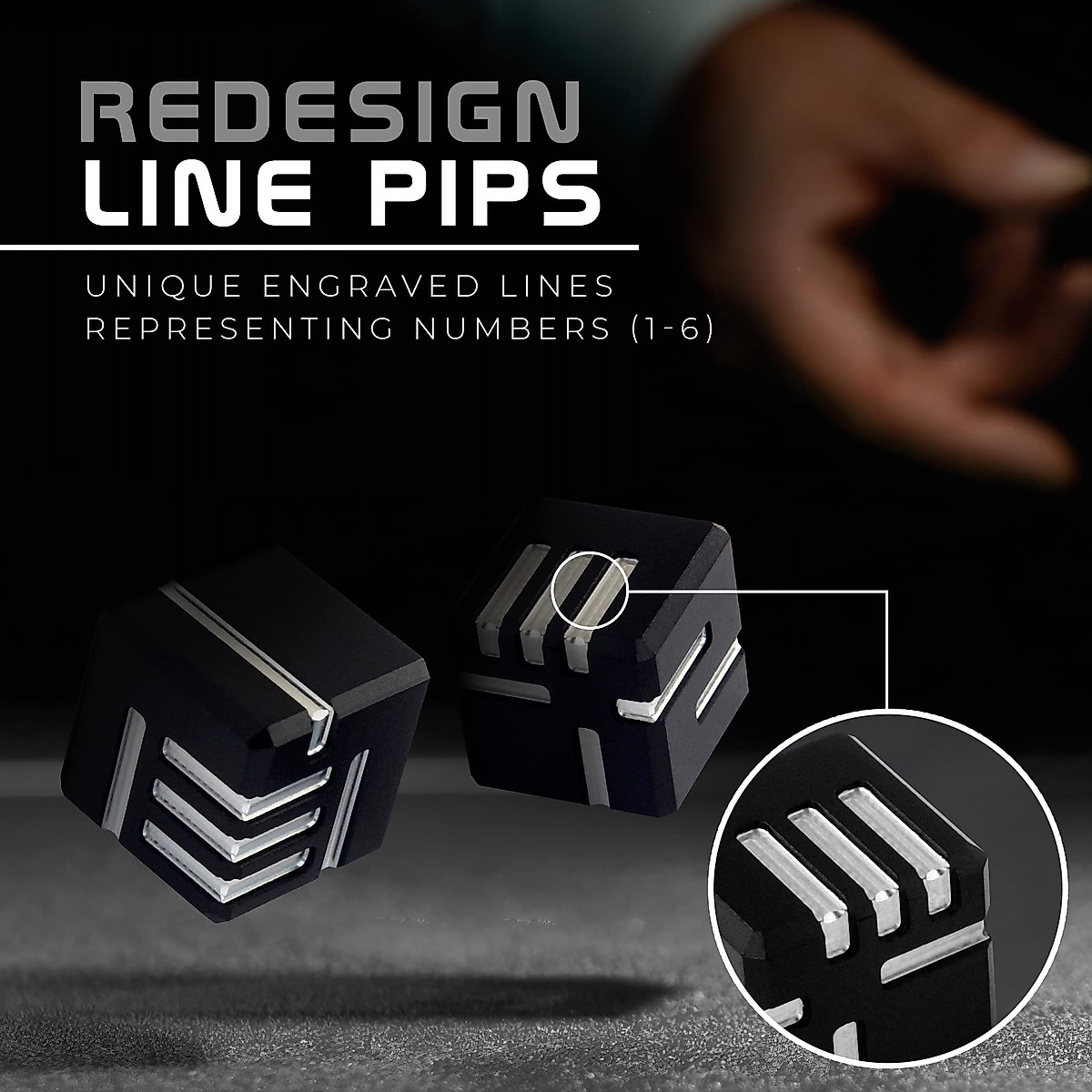 AKO DICE I - Black - Custom Metal dice Version 1 by AKO Dice. 16mm D6 Game dice with Redesign Concept. (Black)