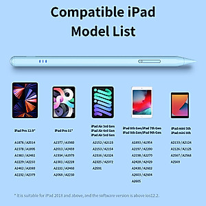 Pencil/ Stylus Pen with Palm Rejection, Tilt Sensitivity, Compatible with Apple iPad/Pro/Air/Mini (2018 and Later) for Writing/Drawing by OOCLCURFUL