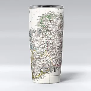 Design Skinz The Vintage Ireland Map - Skin Decal Vinyl Wrap Kit Compatible with The Yeti Rambler Cooler Tumbler Cups
