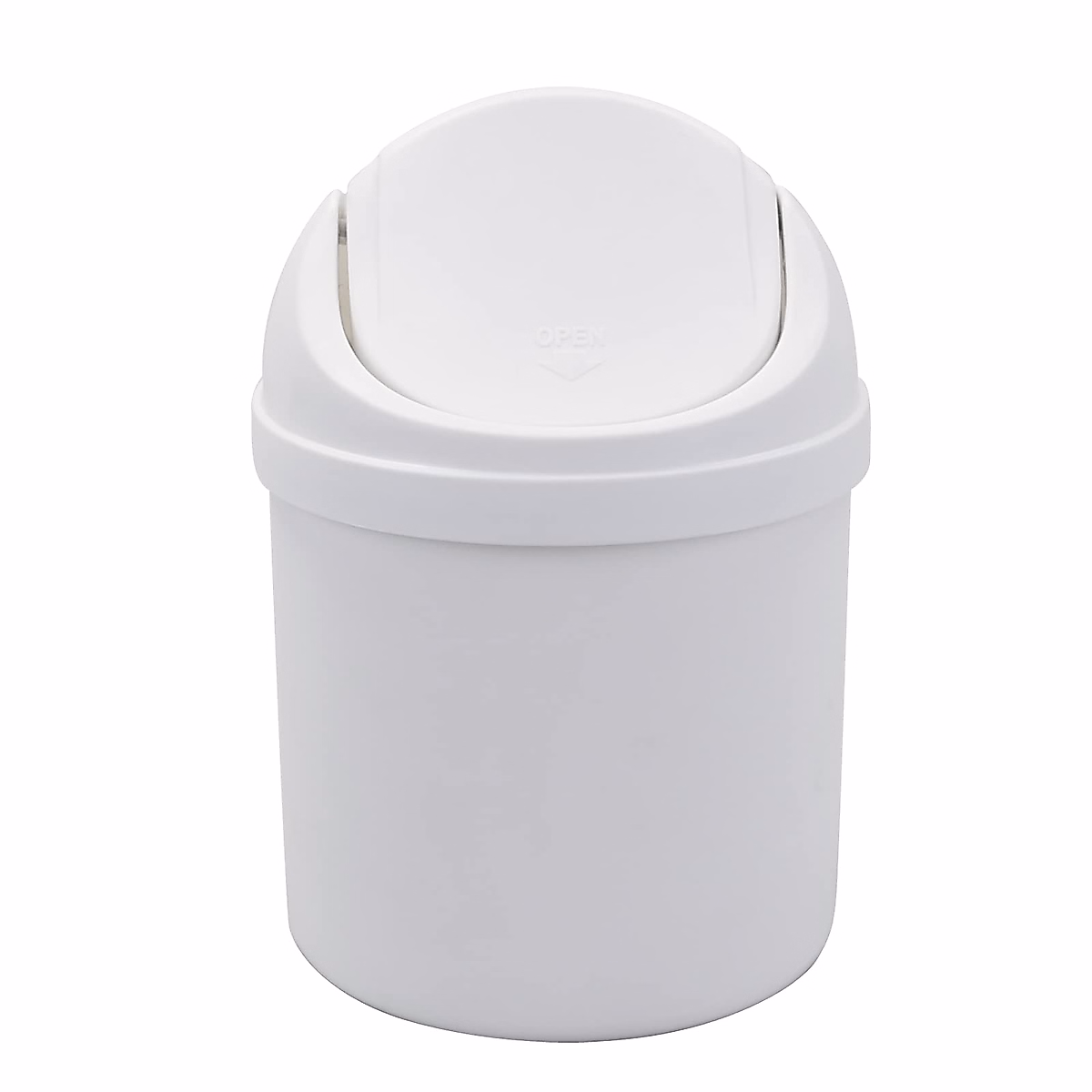 Eagrye 0.5 Gallon Tiny Desktop Trash Can, Mini Garbage Can with Swing Lid, White