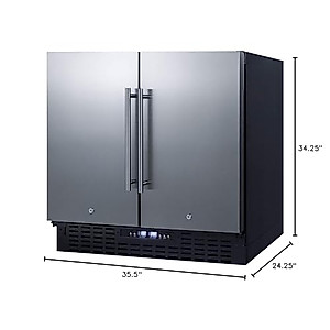 Summit Appliance FFRF36IF Side-By-Side Refrigerator-Freezer, 5.8 cu.ft Capacity, Frost-free, Digital Thermostat, LED Lighting, Fan-force Cooling, Temperature Memory Function, Leveling Legs