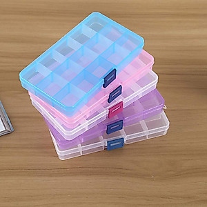 dalismotemp Plastic Organizer Container Storage Box Adjustable Divider 15 Grids Transparent Earrings Ear Stud Jewelry Storage Box Container Organizer White 1