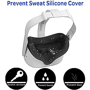 RGEEK VR Silicone Face Cover for Quest 2 VR Headset Sweat-Proof Lightproof Non-Slip Washable Replacement Face Pads Quest 2 Accessories(Black)