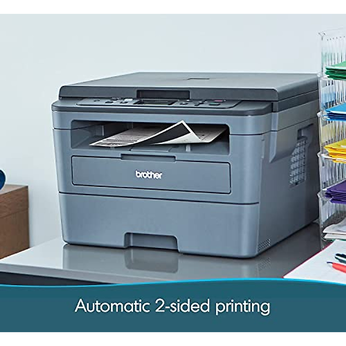 Brother HL-L23 90DW Series Compact Wireless Monochrome Laser All-in-One Printer, Print Scan Copy, Up to 32 Pages/Minute, Auto Duplex Printing, Mobile Printing, Durlyfish USB Printer Cable, A