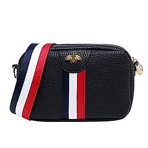 Afonie Trendy Designer Bee Crossbody Purse for Women PU Leather Shoulder Handbag - Everyday Purse & Handbag, (Black)