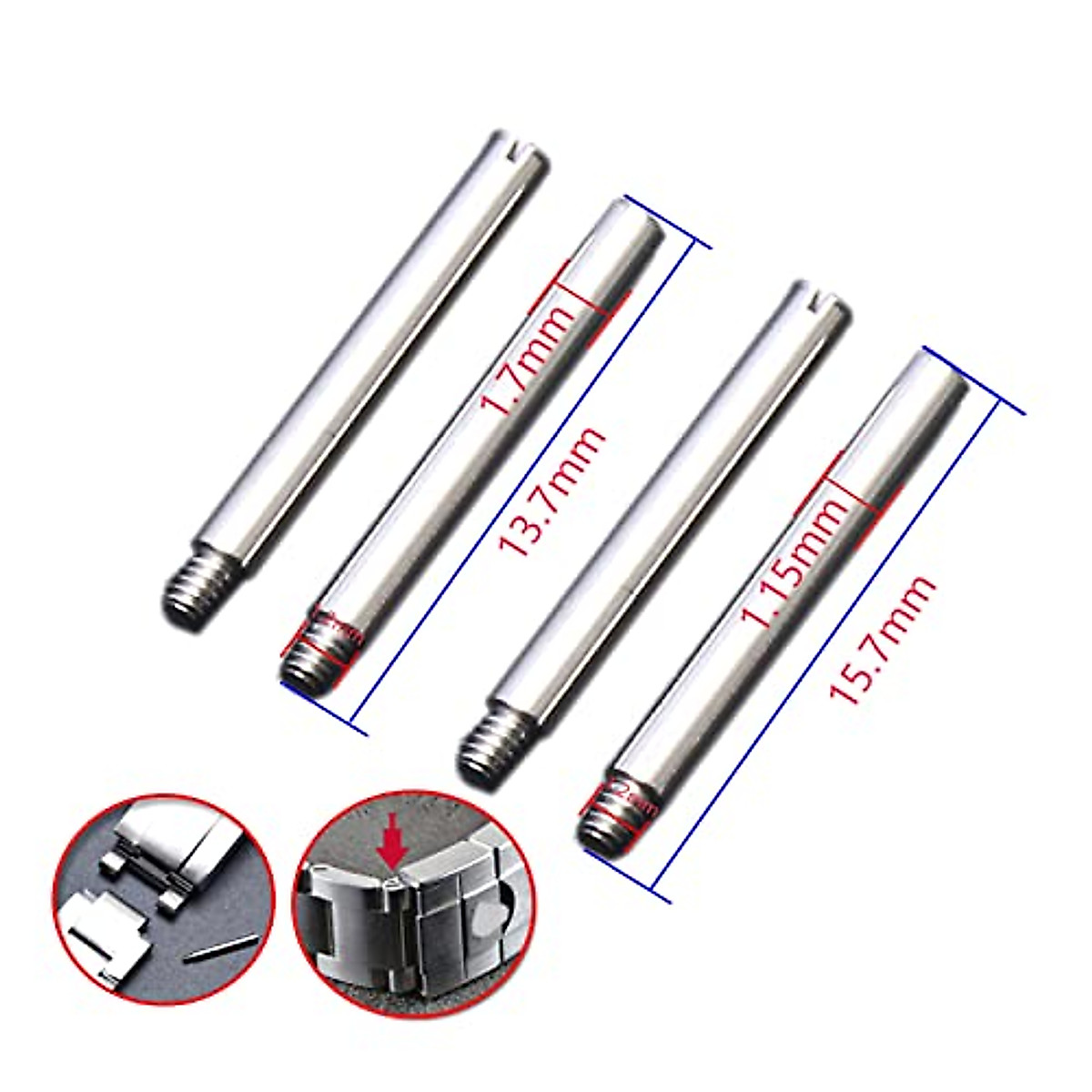 Hooxue 13.7mm 15.7mm Watch Buckle Screw Tube Kit Rubber Strap Fits For Rolex Submariner Oyster Perpetual Series (15.7mm)