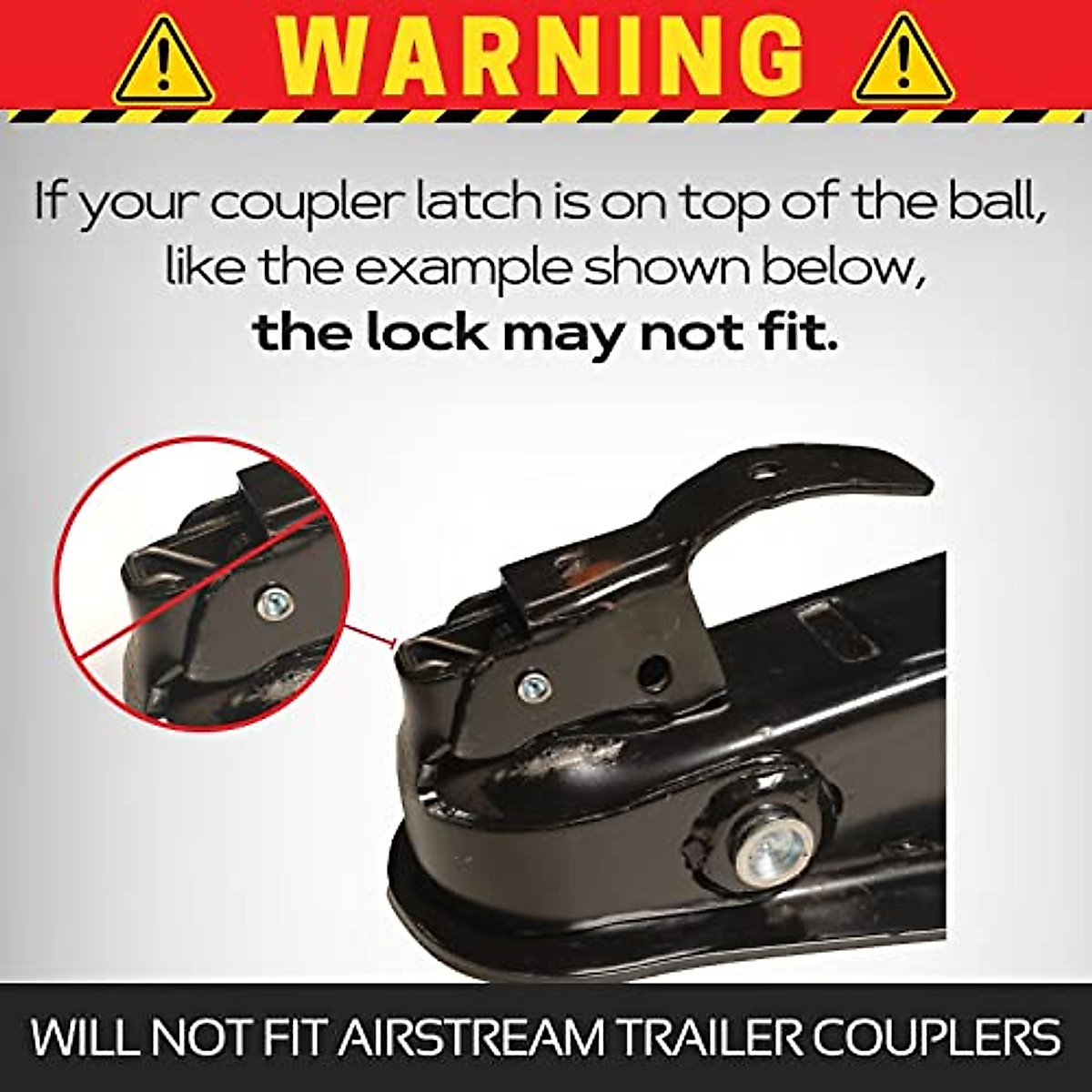Equipment Lock BRHL - Steel Ball and Ring Hitch Lock - Durable, Secure Trailer Hitch Lock - Trailer Accessories - Electro-Plated and Powder Coated Finish - Red