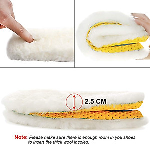 Ailaka Sheepskin Sport Wool Insoles for Women & Men, Premium Thick Fur Fleece Replacement Warm Inserts for Shoes Boot Slippers Sneakers 1 Pair