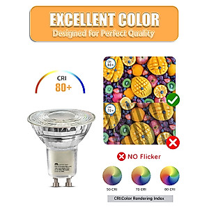 MASTERY MART GU10 LED Bulb, 2700K Soft White, Dimmable Track Light Bulbs 5.5W [50 Watt Equivalent] 500lm, GU10 Spotlight Bulb 40° Angle, Two Prong Light Bulbs for Range Hood, Track Lighting (10 Pack)