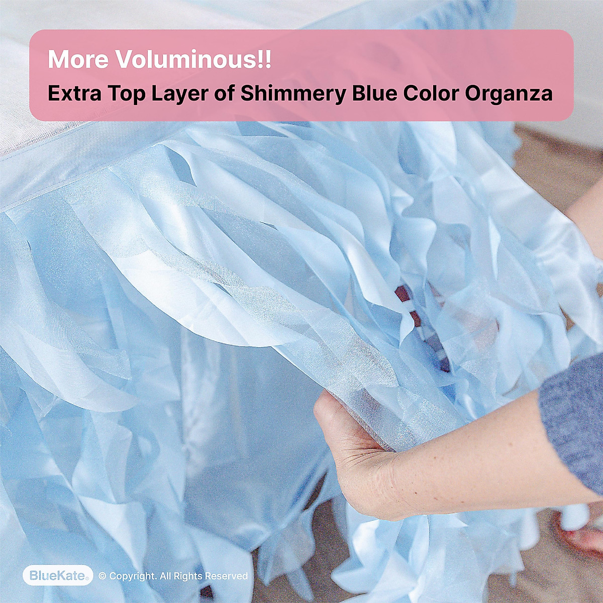 Bluekate Blue Tutu Table Skirt. 6ft Table Skirt with Double Layer Organza Willows for Under the Sea Decorations, 1st Baby Boy Birthday Décor, Elephant Baby Shower Decor, Gender Reveal or Bridal Shower