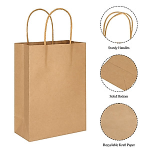 GITMIWS 200 Pack Small Brown Gift Bags, 6''x3.15''x8.25'' Small Kraft Paper Bags with Handles, Grocery Retail Craft Paper Bags for Small Business, Birthday Party Favors, Merchandise