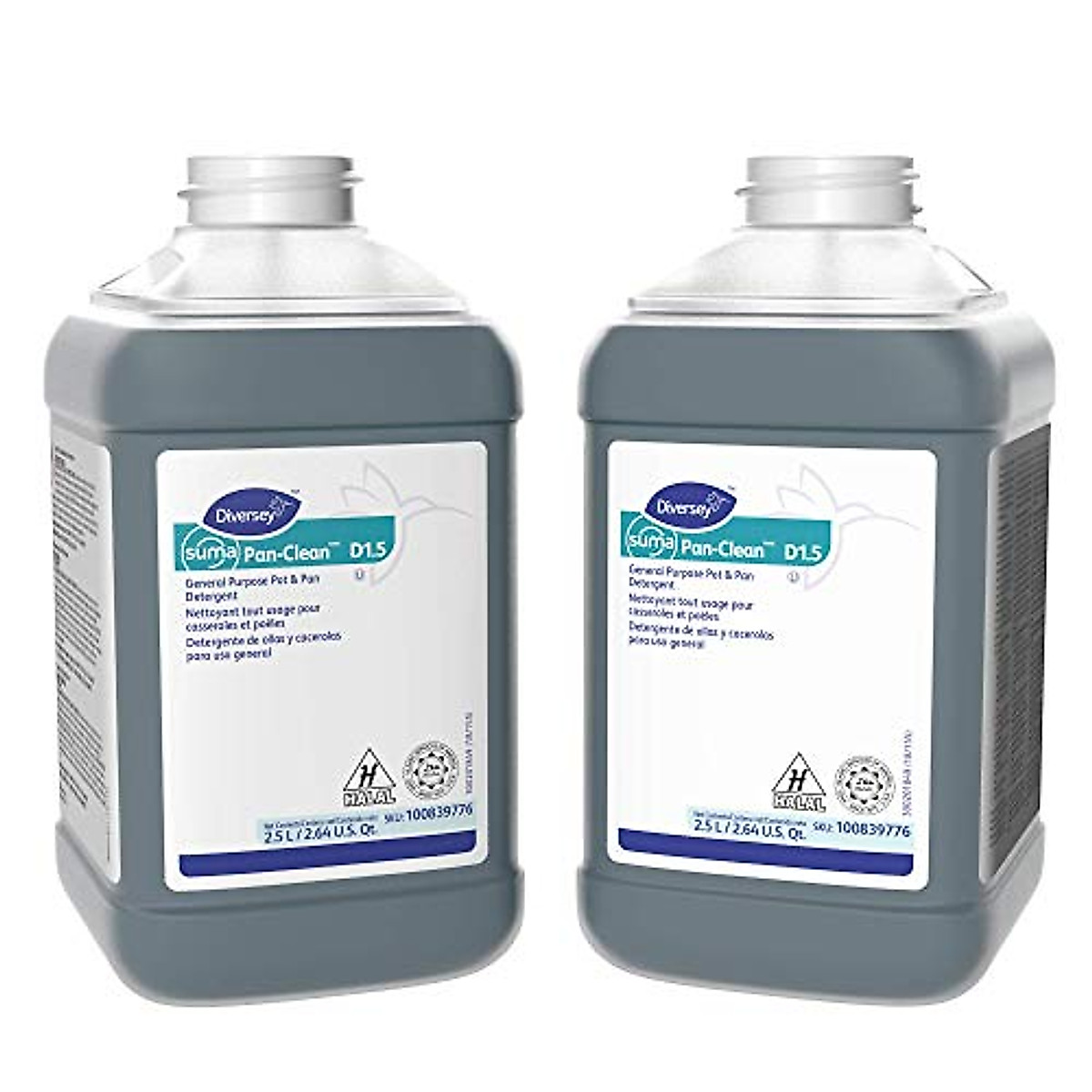 Diversey Suma 100839776 Pan-Clean General Purpose Pot and Pan Detergent, D1.5, 2 x 84.5 oz./2.5 L (Pack of 2)