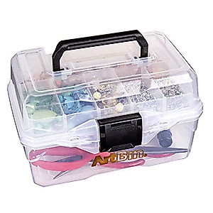 ArtBin 6890AG Small Project Box, Portable Art & Craft Organizer with Lift-Out Tray, [1] Plastic Storage Case, Clear