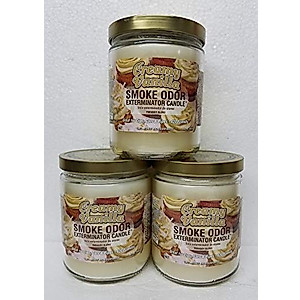Smoke Odor Exterminator 13 oz Jar Candles Creamy Vanilla, (3)