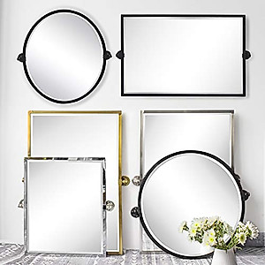 TEHOME Black Metal Framed Recessed Bathroom Medicine Cabinet with Mirror Rectangle Beveled Vanity Mirrors for Wall 16 x 24 inches